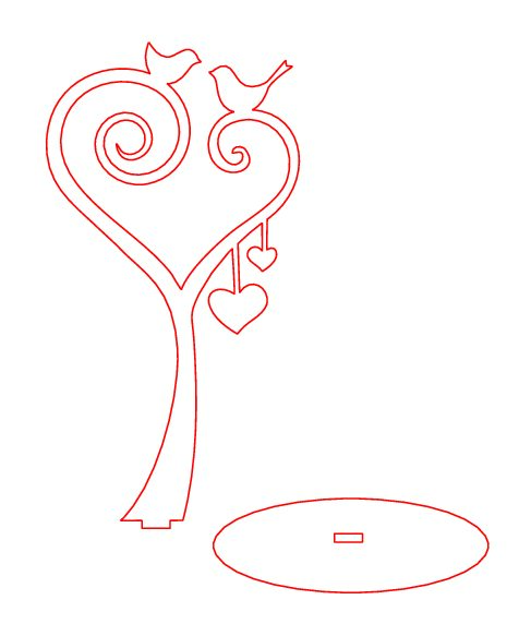 árbol Corazones 2 Pajaros C4v Laser Banco De Diseños