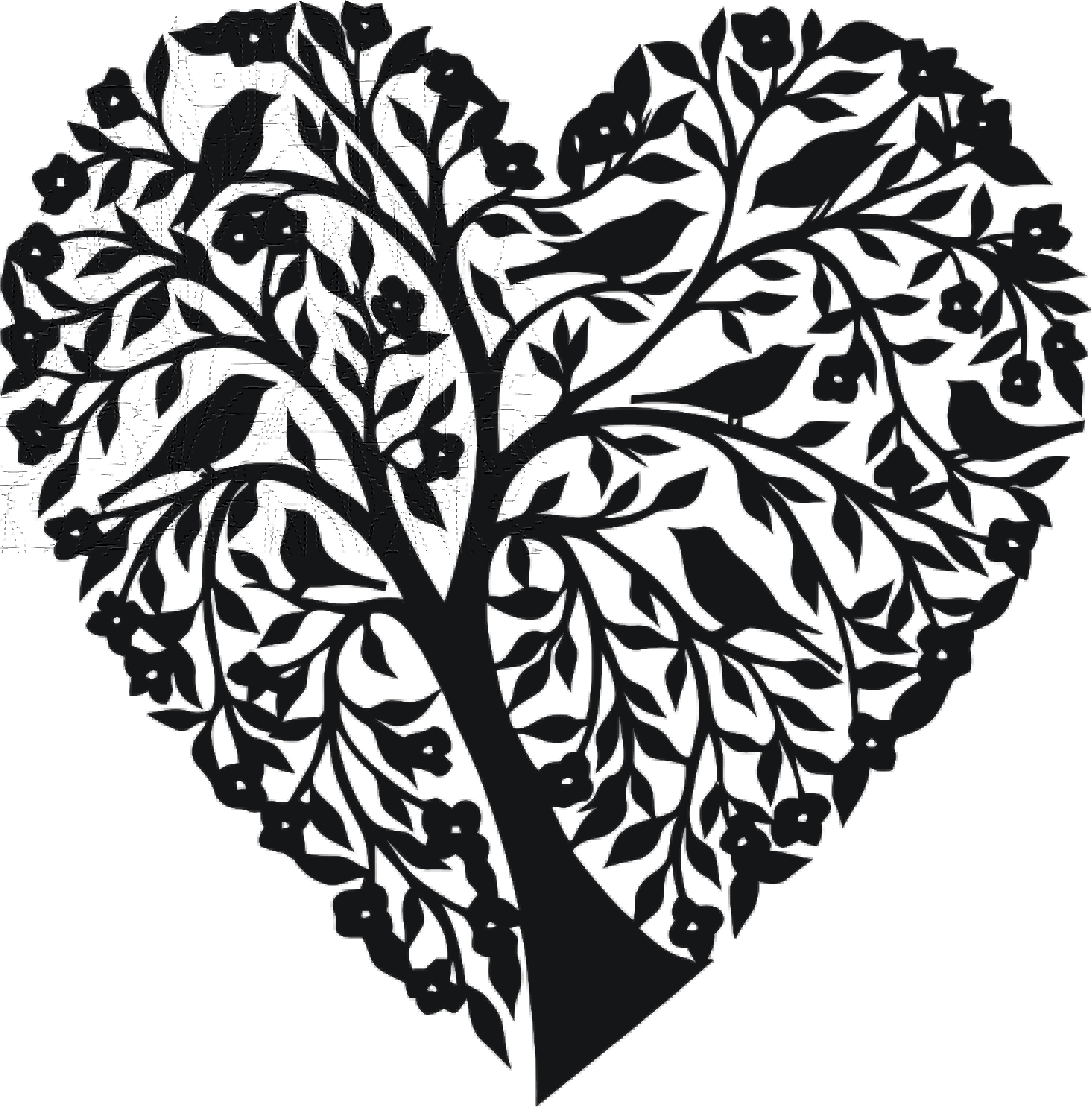 Corazón Con árbol Y Pájaros C4v Laser Banco De Diseños