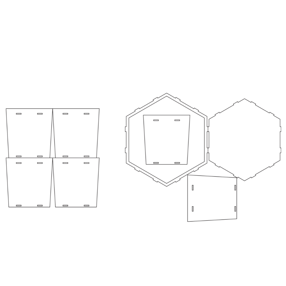 Caja En Forma Hexagonal C4v Laser Banco De Diseños
